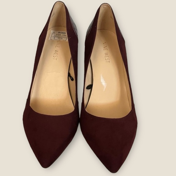 Nine West | Shoes | Nine West Classy Block Heel Pumps Pointed Toes Croc ...